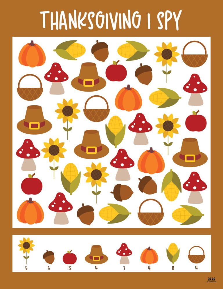 Thanksgiving I Spy Printables - 8 FREE Pages | Printabulls
