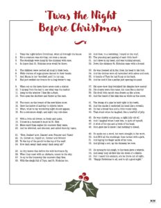 Twas The Night Before Christmas Printables | Printabulls