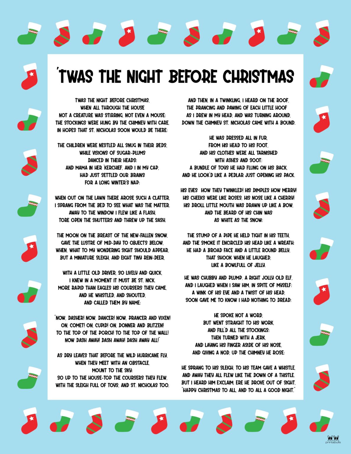 Twas The Night Before Christmas Printables | Printabulls