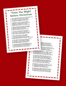 Twas The Night Before Christmas Printables - PrintaBulk