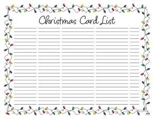 Christmas Card List Templates - 12 FREE Pages | Printabulls