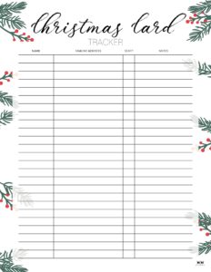 Christmas Card List Templates - 12 FREE Pages - PrintaBulk