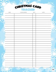 Christmas Card List Templates - 12 FREE Pages - PrintaBulk