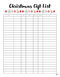 Christmas Gift List Templates - 20 FREE Pages | Printabulls