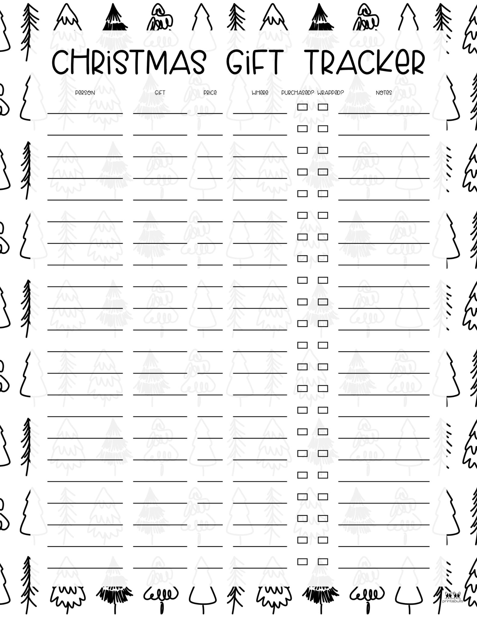 Christmas Gift List Templates - 20 FREE Pages | Printabulls