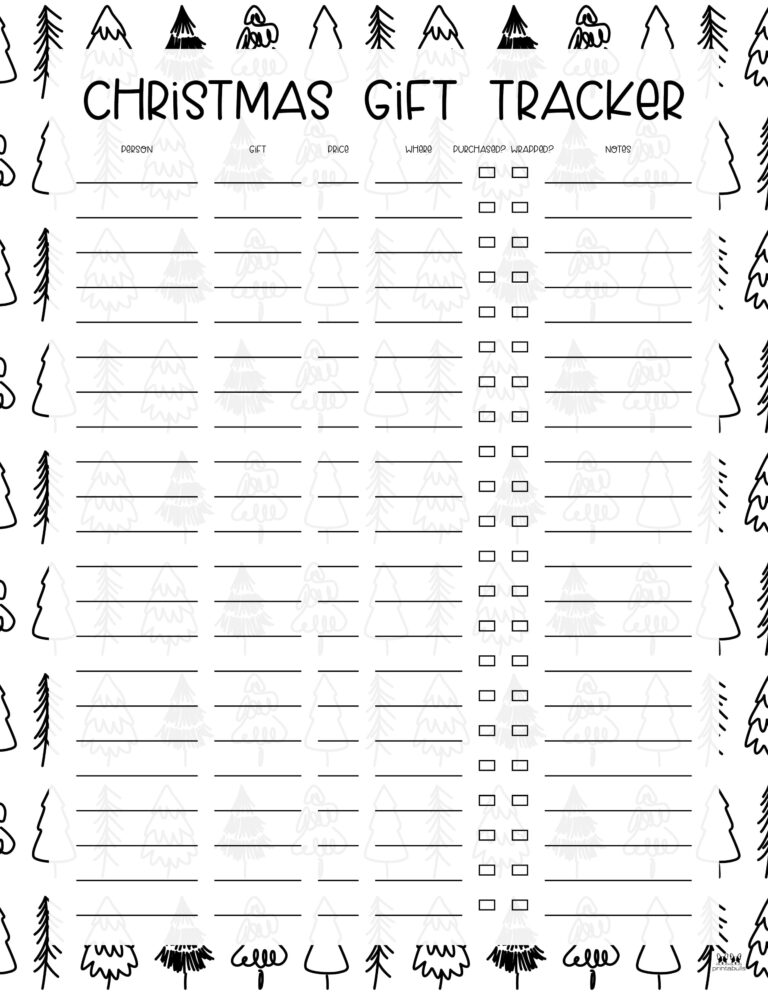 Christmas Gift List Templates - 20 FREE Pages | Printabulls