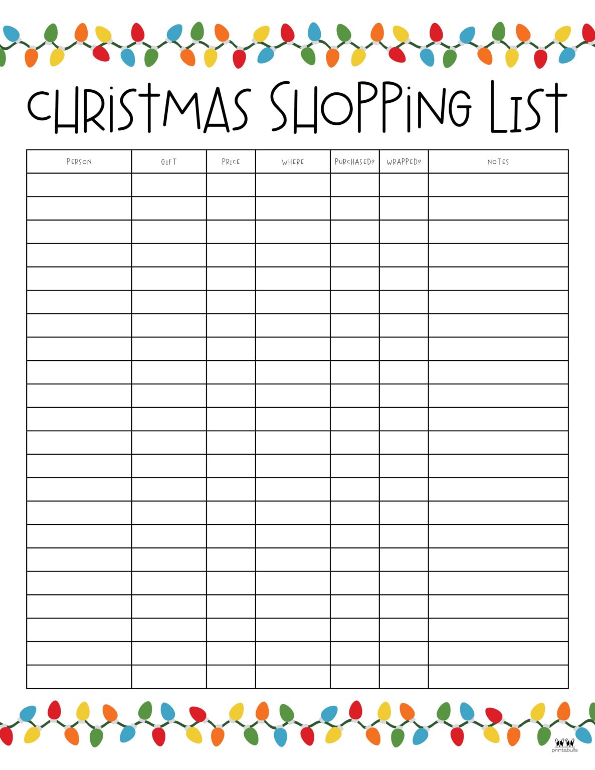 Christmas Gift List Templates - 20 FREE Pages | Printabulls