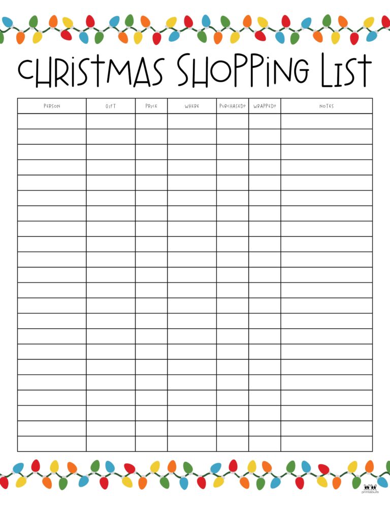 Christmas Gift List Templates - 20 FREE Pages | Printabulls