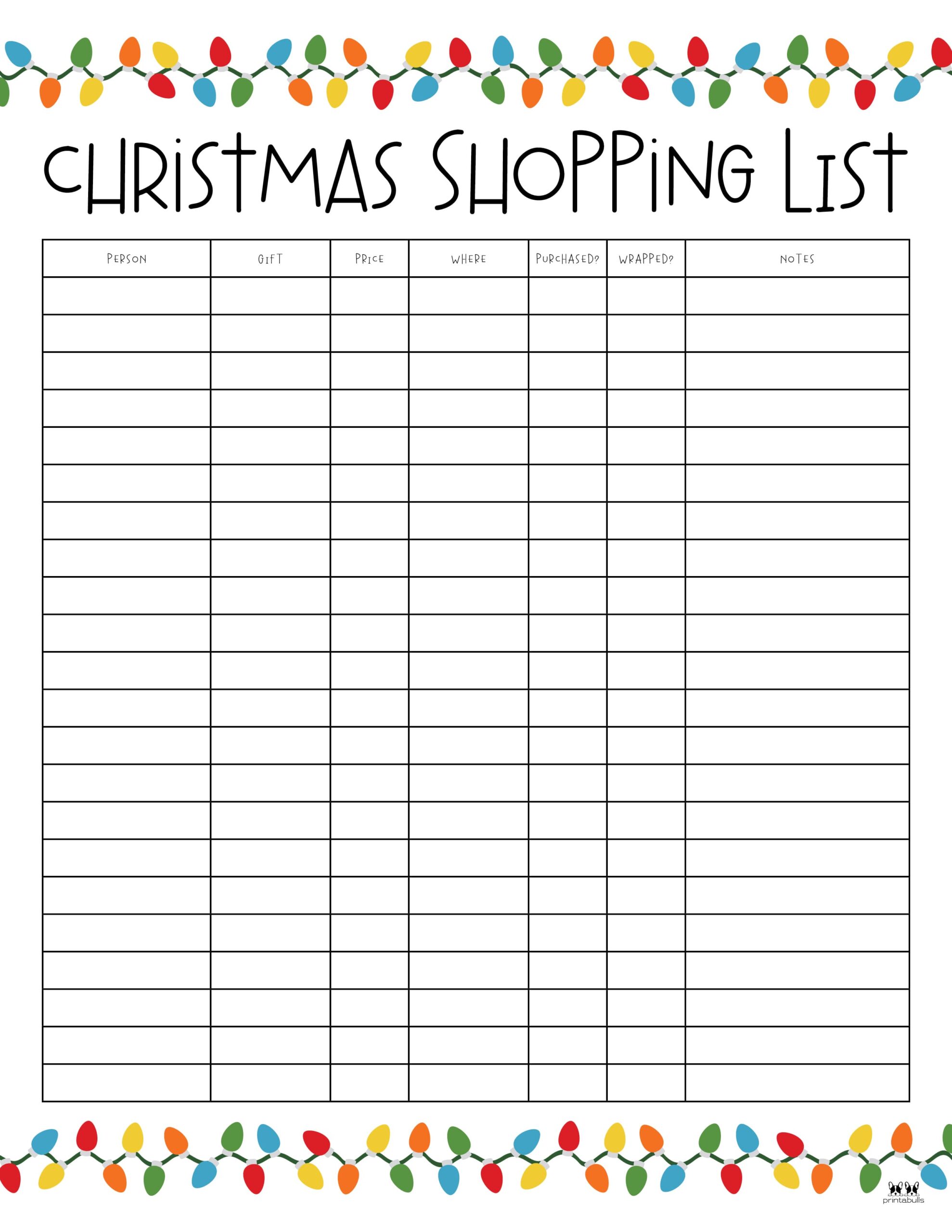 Christmas Gift List Templates - 20 FREE Pages | Printabulls