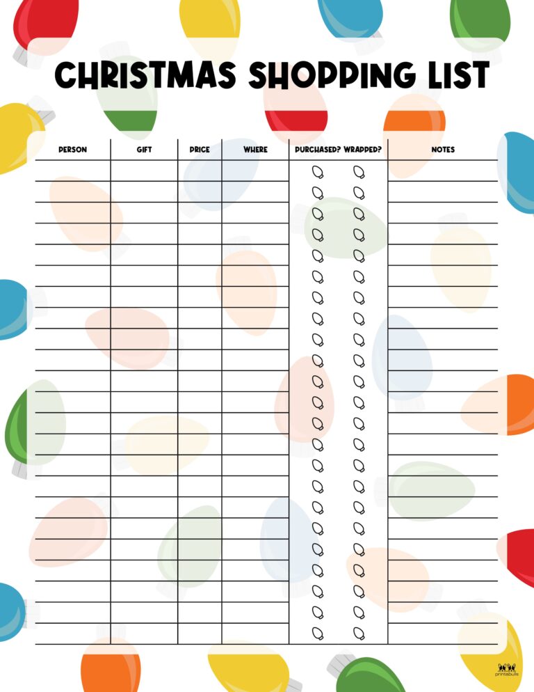 Christmas Gift List Templates - 20 FREE Pages | Printabulls
