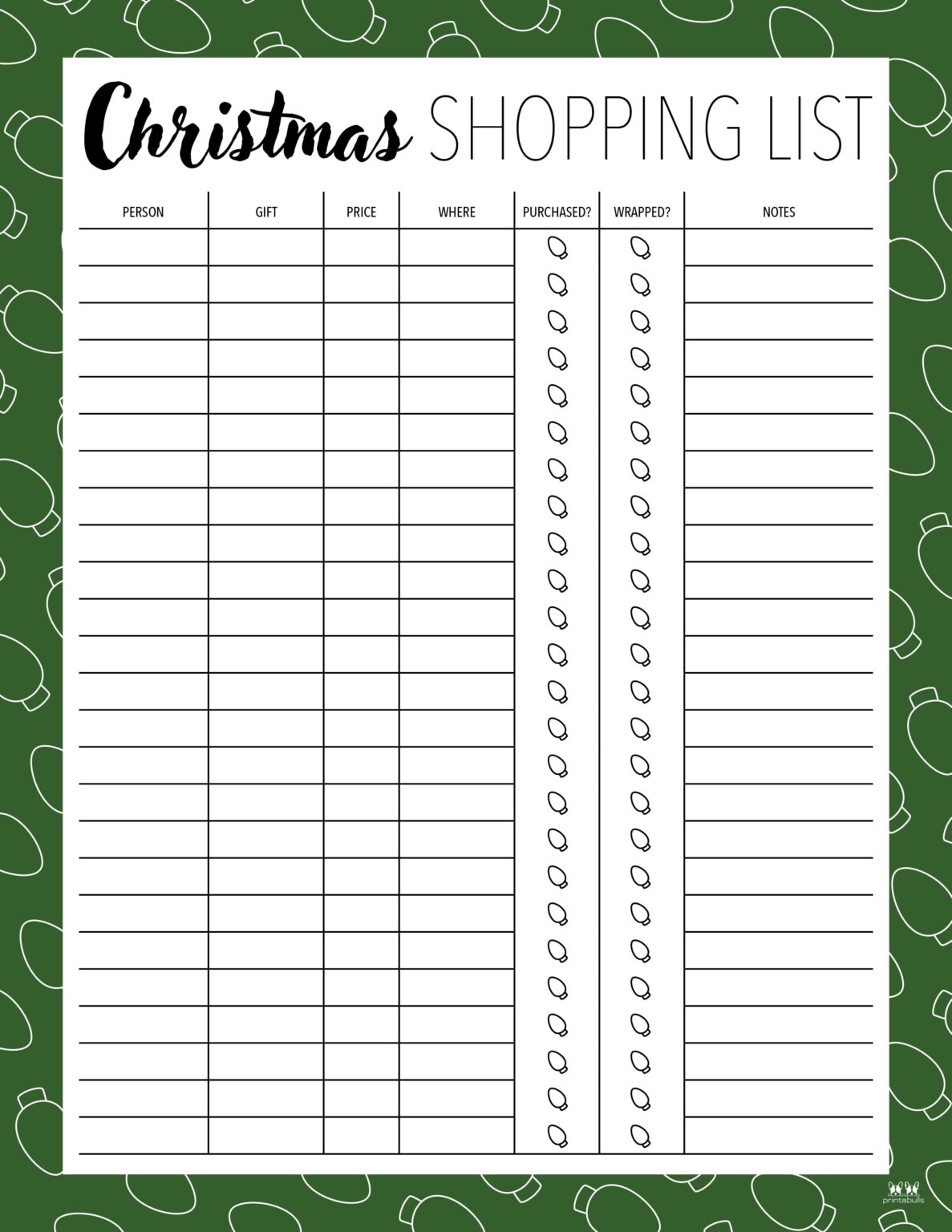 Christmas Gift List Templates - 20 FREE Pages | Printabulls