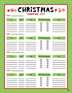 Christmas Gift List Templates - 20 FREE Pages | Printabulls