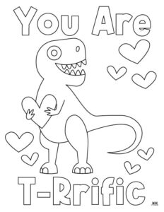 Dinosaur Valentine Coloring Pages - 15 Pages | Printabulls