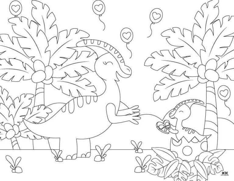 Dinosaur Valentine Coloring Pages - 15 Pages | Printabulls
