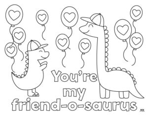 Dinosaur Valentine Coloring Pages - 15 Pages | Printabulls