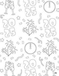 New Year Coloring Pages - 40 FREE Pages | Printabulls