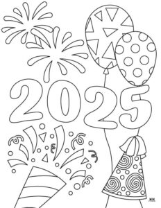 New Year Coloring Pages - 40 FREE Pages | Printabulls