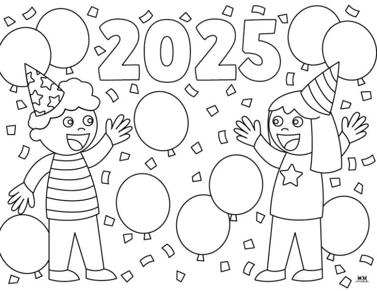 New Year Coloring Pages - 40 FREE Pages | Printabulls