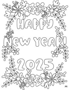 New Year Coloring Pages - 40 FREE Pages | Printabulls
