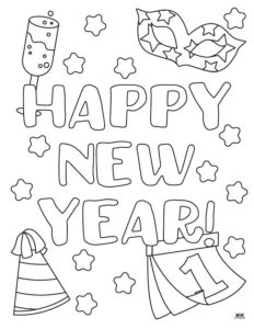 New Year Coloring Pages - 40 FREE Pages | Printabulls