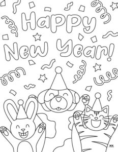 New Year Coloring Pages - 40 FREE Pages | Printabulls