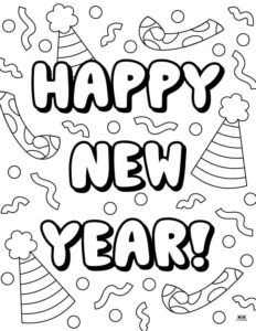 New Year Coloring Pages - 40 FREE Pages | Printabulls