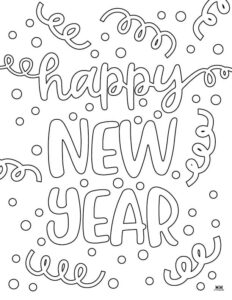 New Year Coloring Pages - 40 FREE Pages | Printabulls