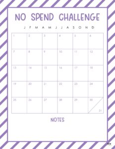 No Spend Challenge Printables | Printabulls