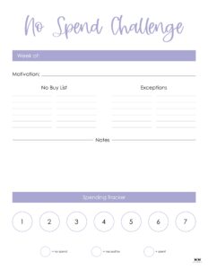 No Spend Challenge Printables | Printabulls