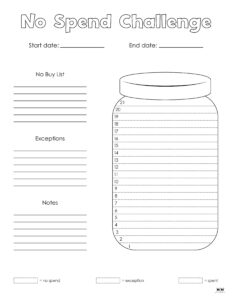 No Spend Challenge Printables | Printabulls