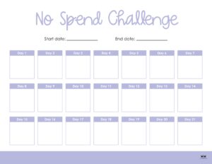 No Spend Challenge Printables | Printabulls