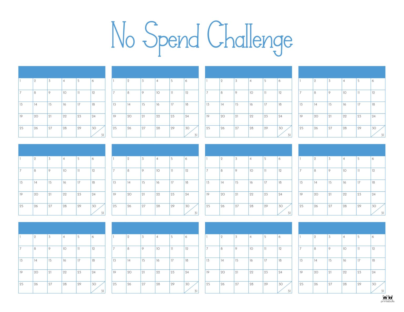 No Spend Challenge Printables | Printabulls