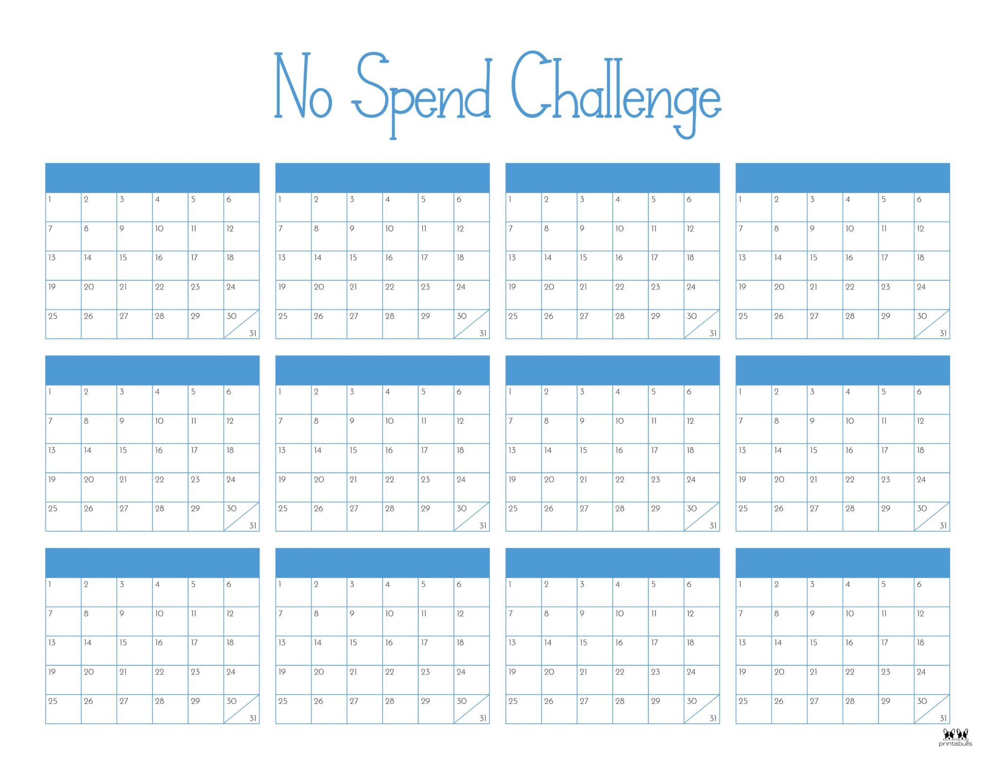 No Spend Challenge Printables | Printabulls