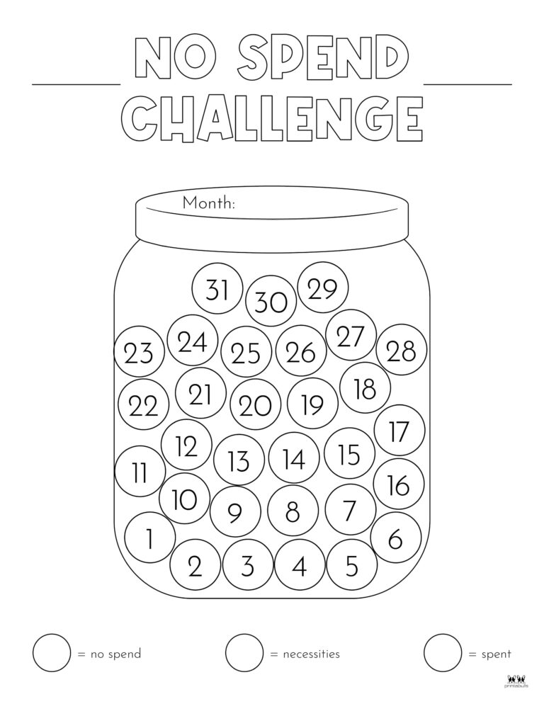 No Spend Challenge Printables | Printabulls