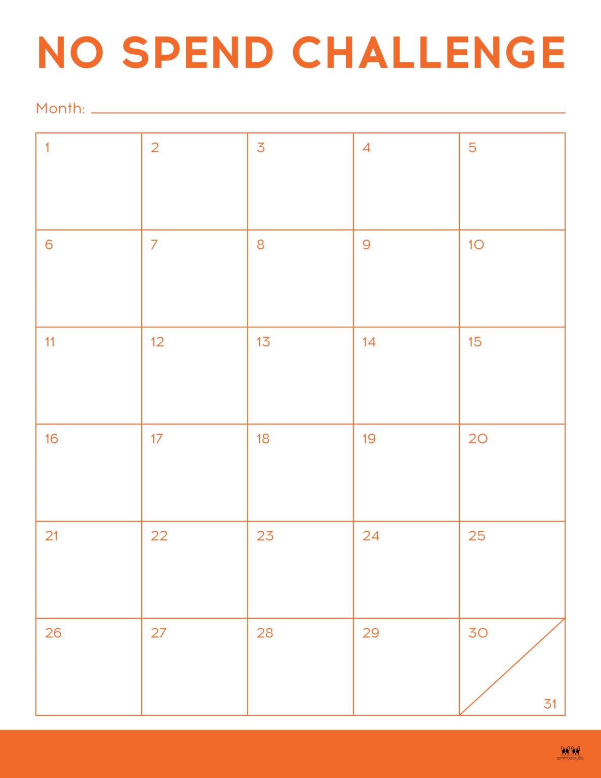 No Spend Challenge Printables | Printabulls