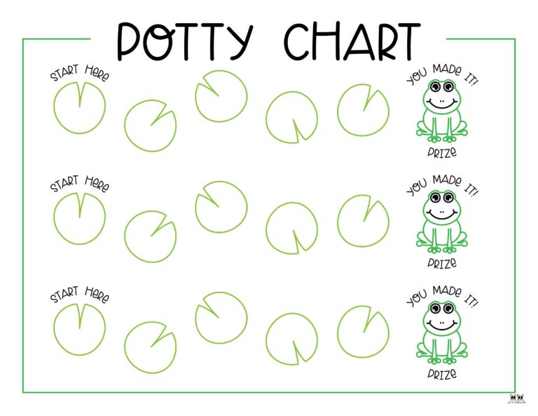 Printable Potty Training Charts - 20 Pages | Printabulls
