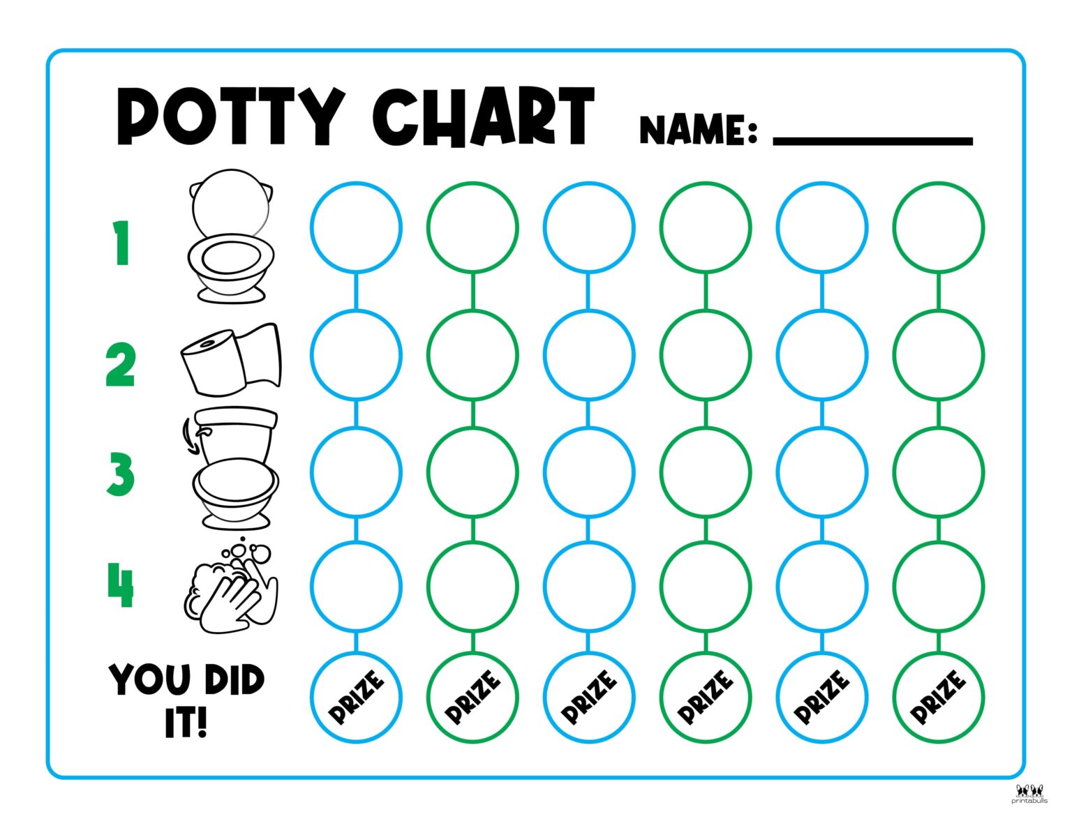 Printable Potty Training Charts - 20 Pages | Printabulls
