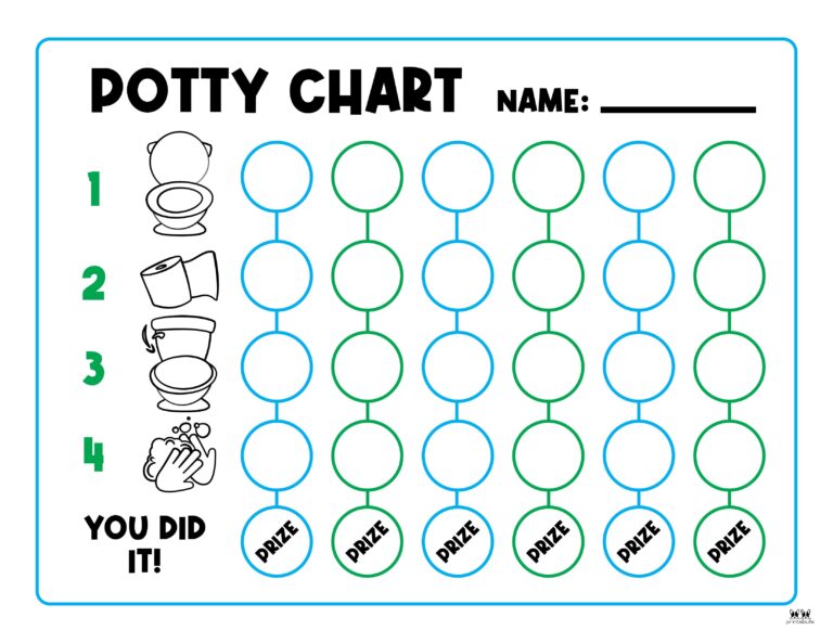 Printable Potty Training Charts - 20 Pages - PrintaBulk