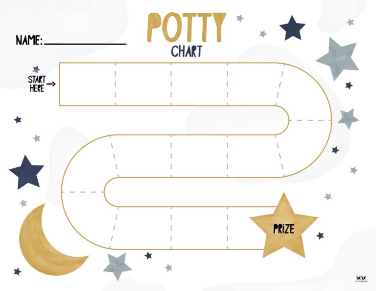 Printable Potty Training Charts - 20 Pages | Printabulls