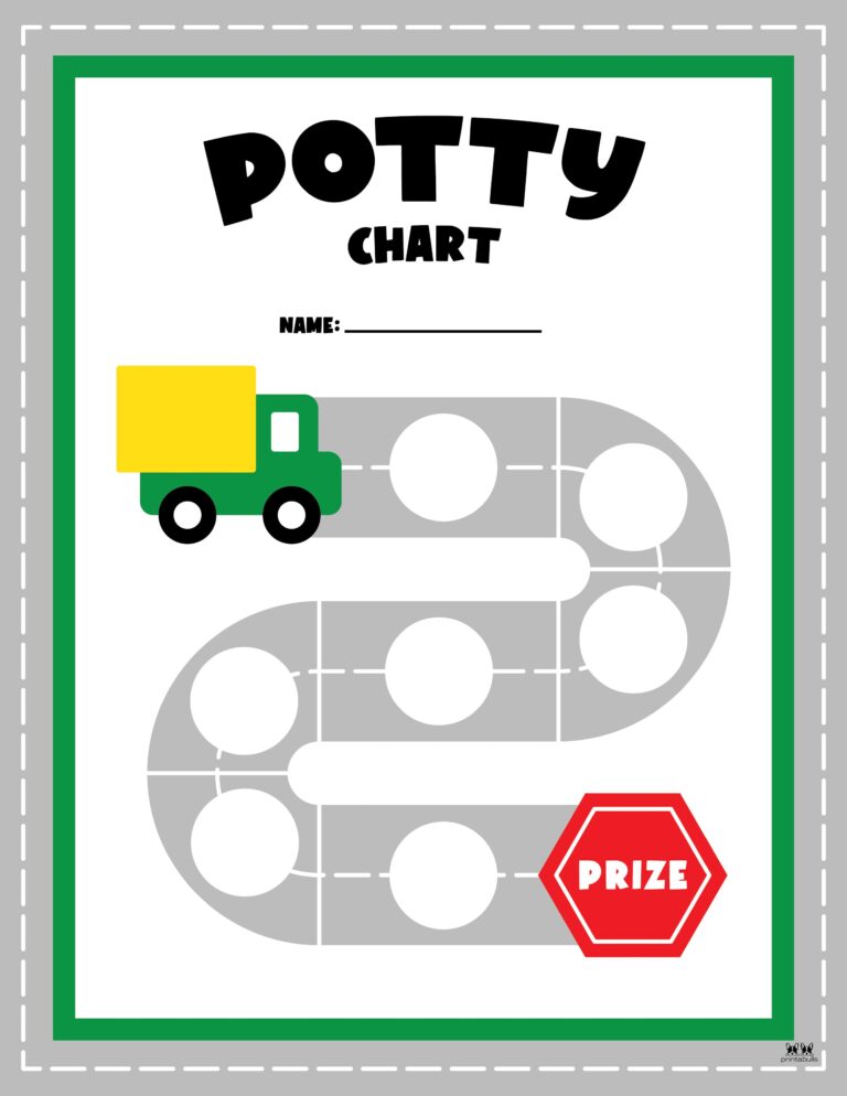 Printable Potty Training Charts - 20 Pages | Printabulls