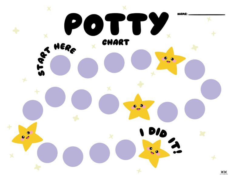 Printable Potty Training Charts - 20 Pages | Printabulls
