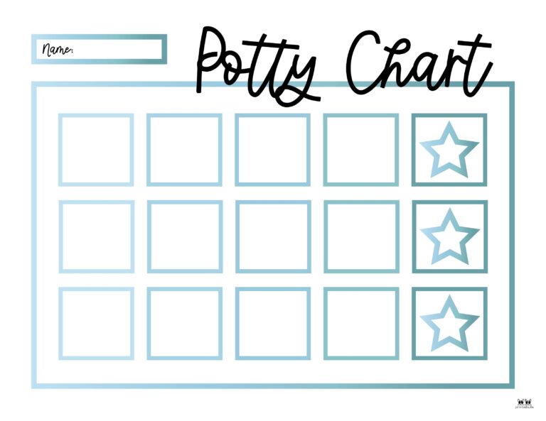 Printable Potty Training Charts - 20 Pages | Printabulls