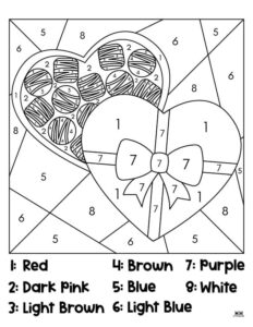 Valentine's Day Color By Number - 20 Pages - PrintaBulk