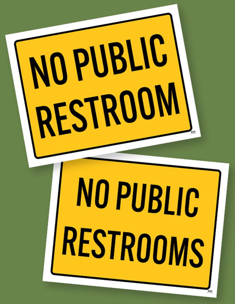 No Public Restroom Signs - 15 FREE Signs | Printabulls
