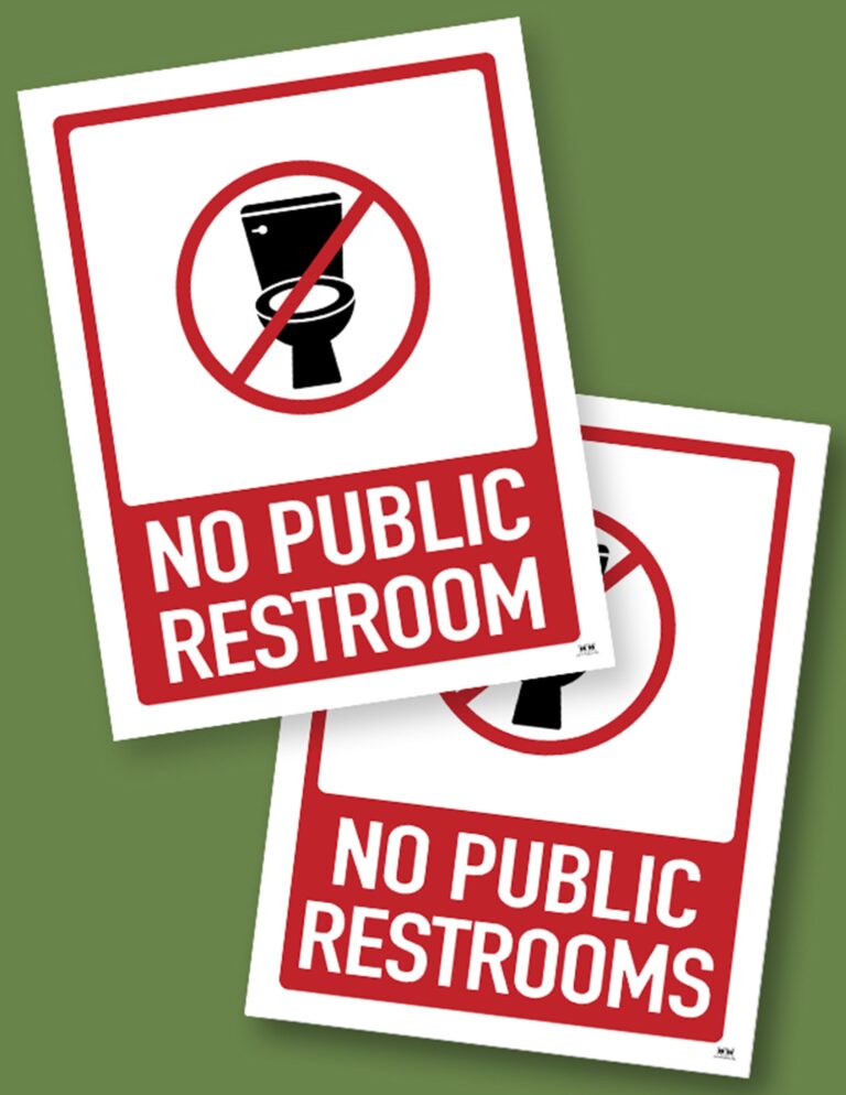 No Public Restroom Signs - 15 FREE Signs | Printabulls