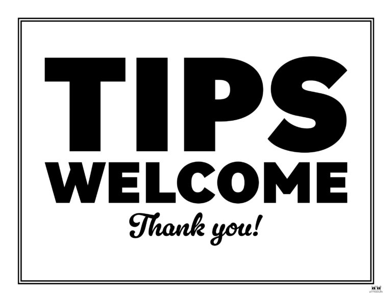 Tip Jar Signs - 12 FREE Printables | Printabulls