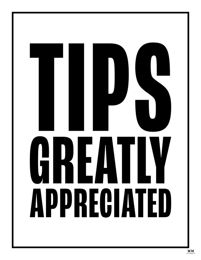 Tip Jar Signs - 12 FREE Printables | Printabulls
