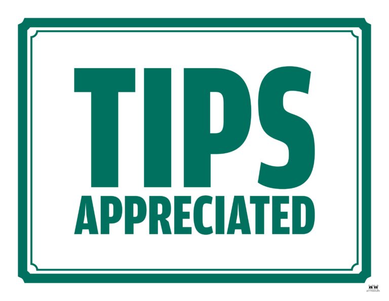 Tip Jar Signs - 12 FREE Printables - PrintaBulk
