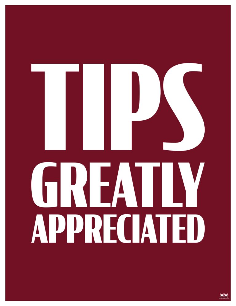 Tip Jar Signs - 12 FREE Printables | Printabulls