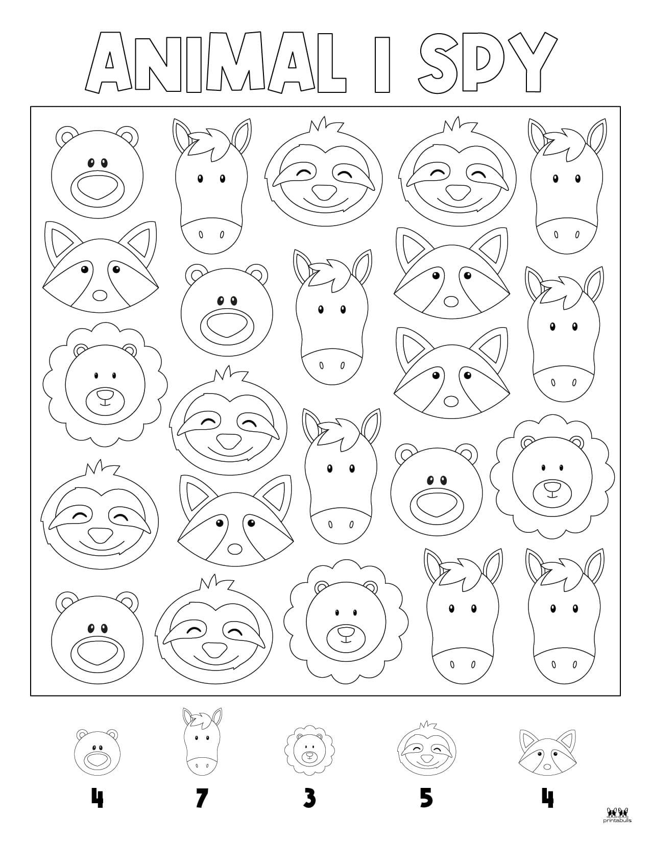 I Spy Animals - 4 FREE Printables | Printabulls